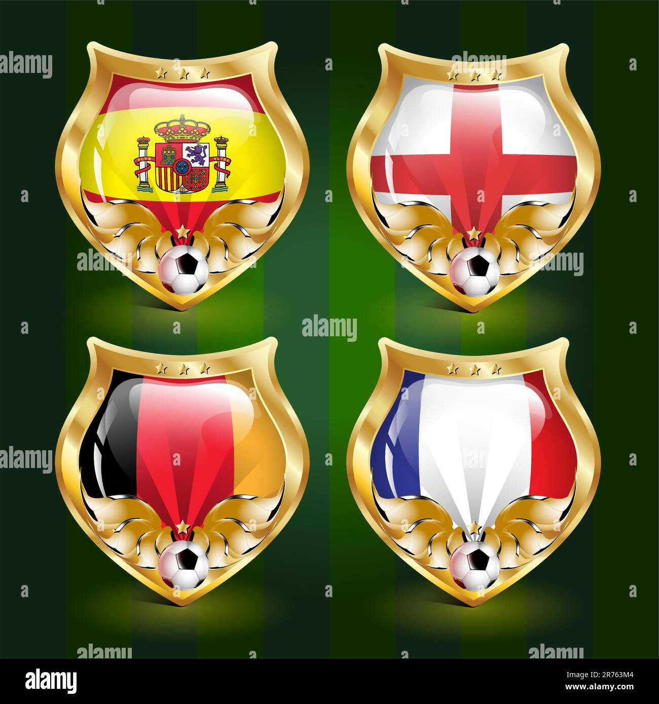 Vector football emblem: Spain, England, Germany, France Stock Vector ...