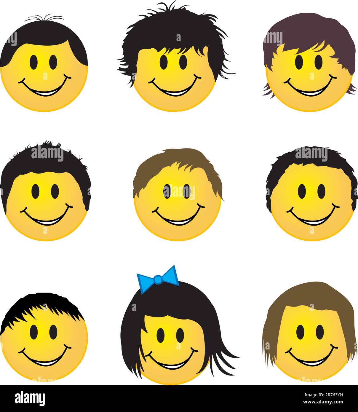 Set of nine smiles. Vector illustration for you design Stock Vector ...