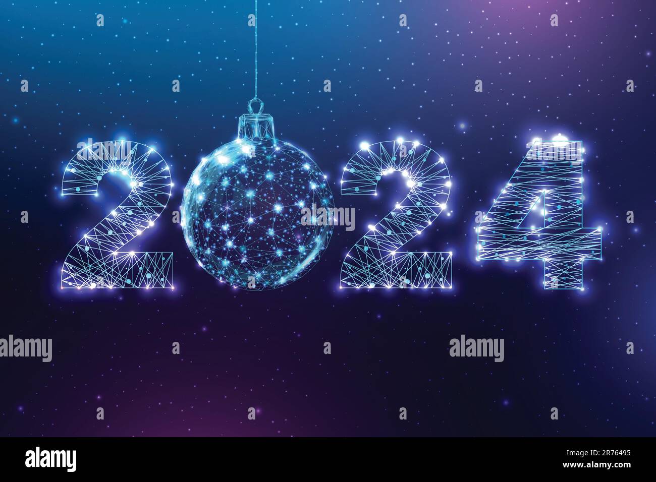 Happy new year 2024 greeting card. Low poly style design. Numbers from ...