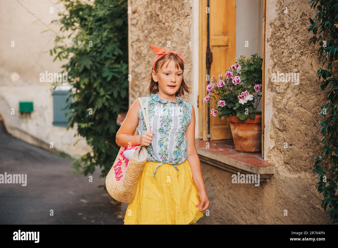 Sweet little girl enjoying summer vacation in Provence. Image taken in ...