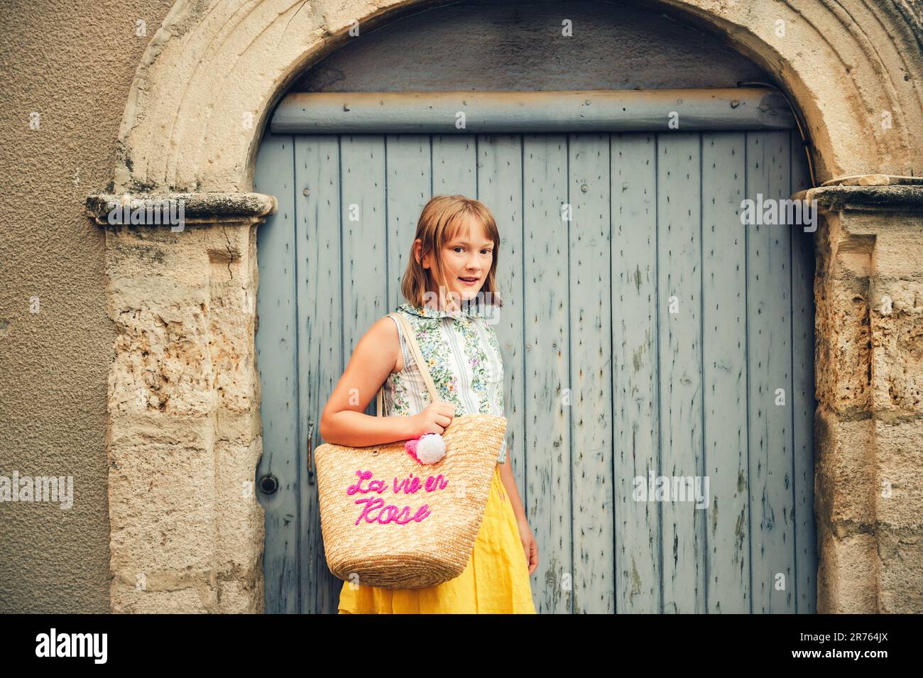 Sweet little girl enjoying summer vacation in Provence. Image taken in ...
