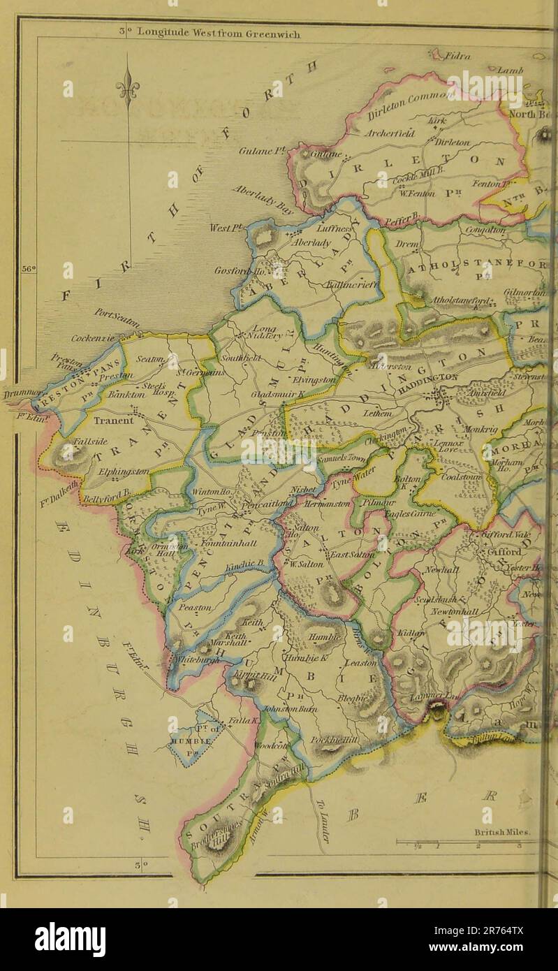 Map of Haddingtonshire Stock Photo - Alamy