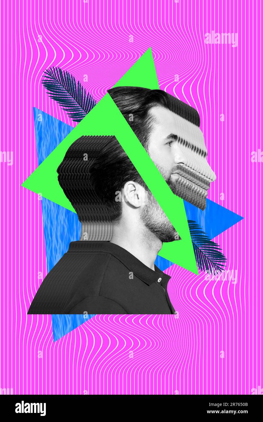 Vertical abstract composite illustration photo collage of black white ...