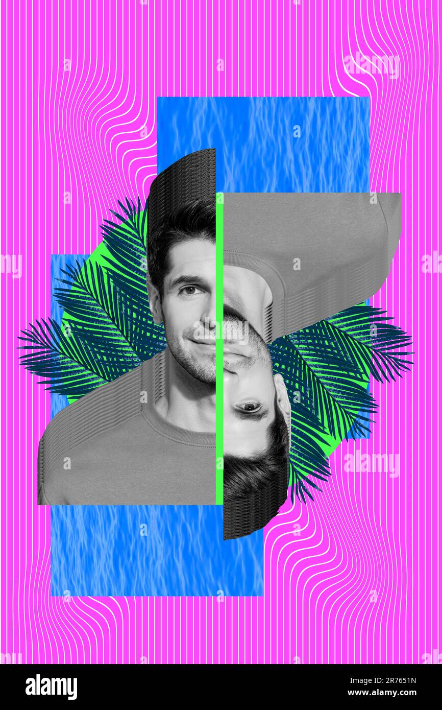 Vertical abstract composite photo collage of positive handsome man ...