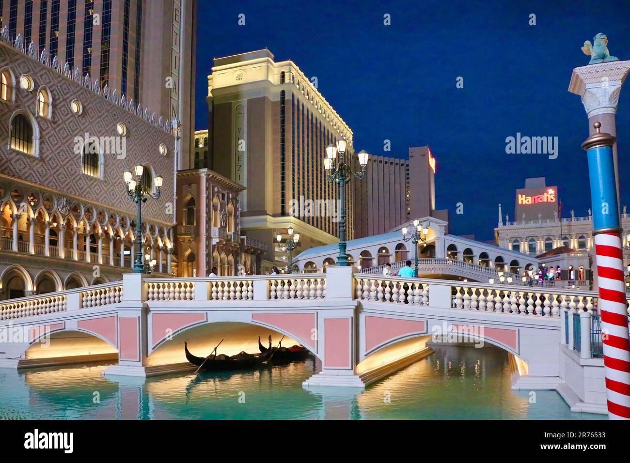 Evening view with the fake Rialto Bridge and Grand Canal at the ...