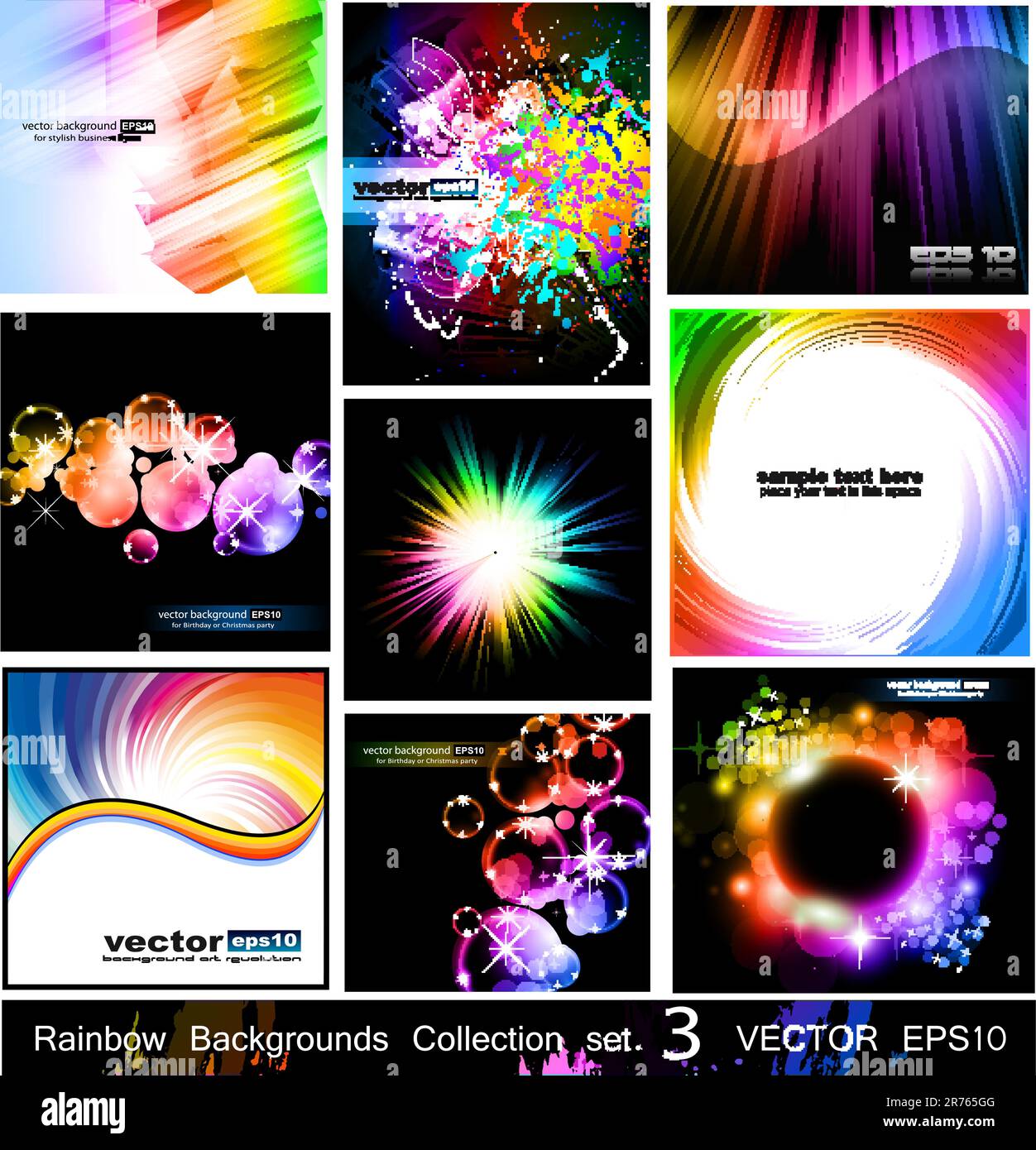 Rainbow Backgrounds Collection - 9 Flyer or brochures with colorful ...