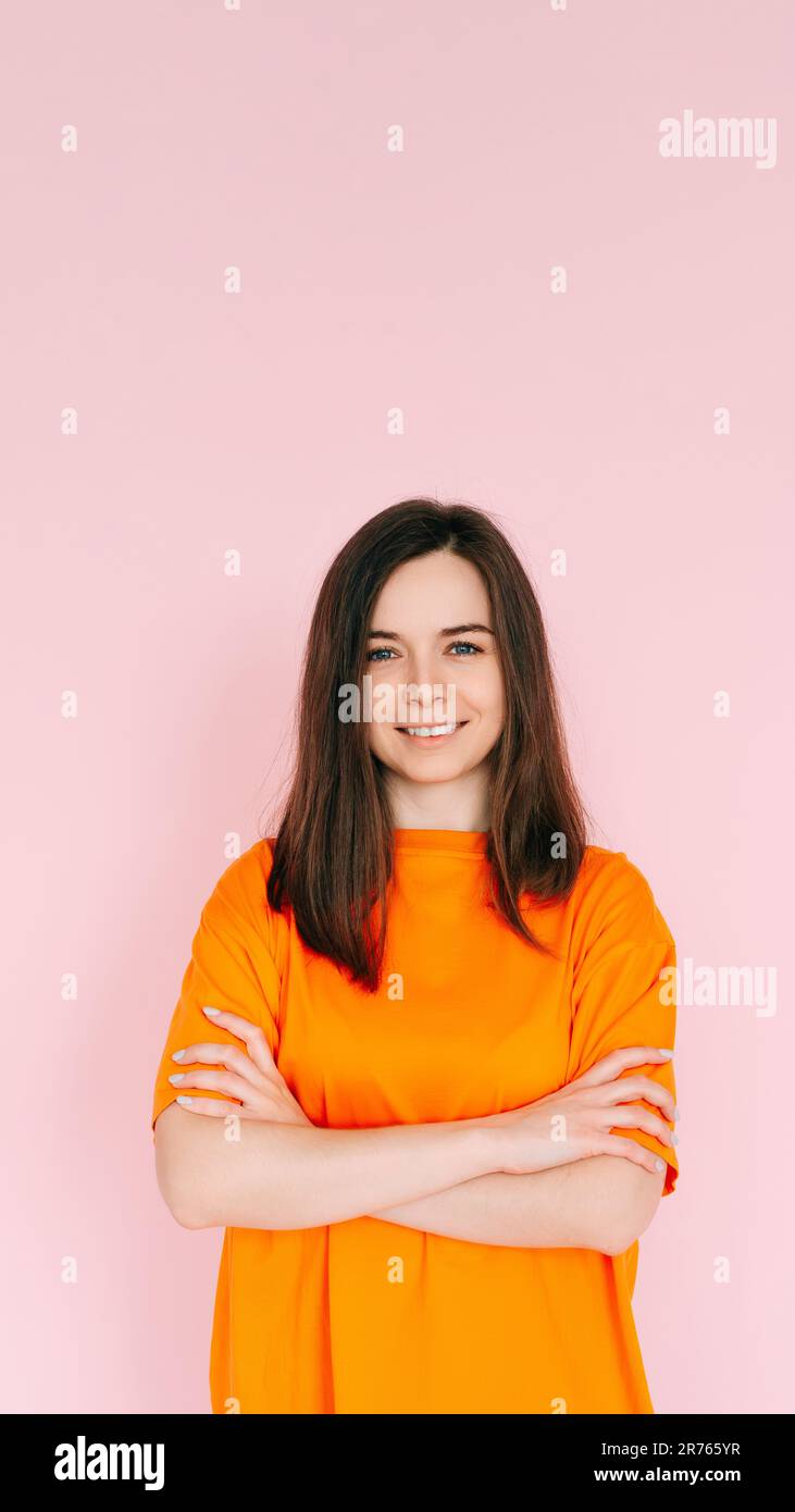 Radiant Joy: Beautiful Woman with Beaming Smile and Arms Crossed ...