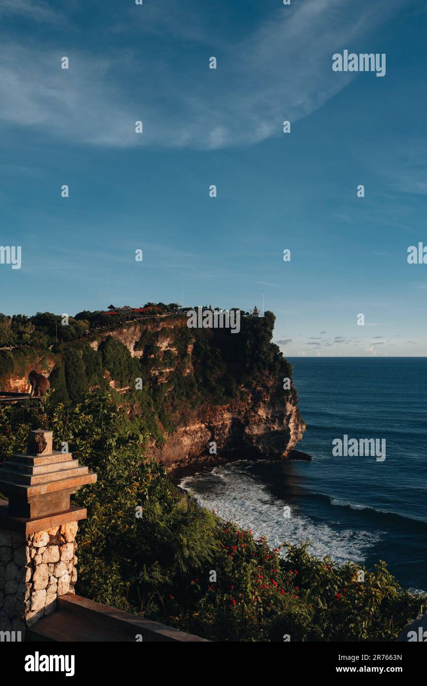 Amazing view of the Bali island with bright blue sky, white clouds ...