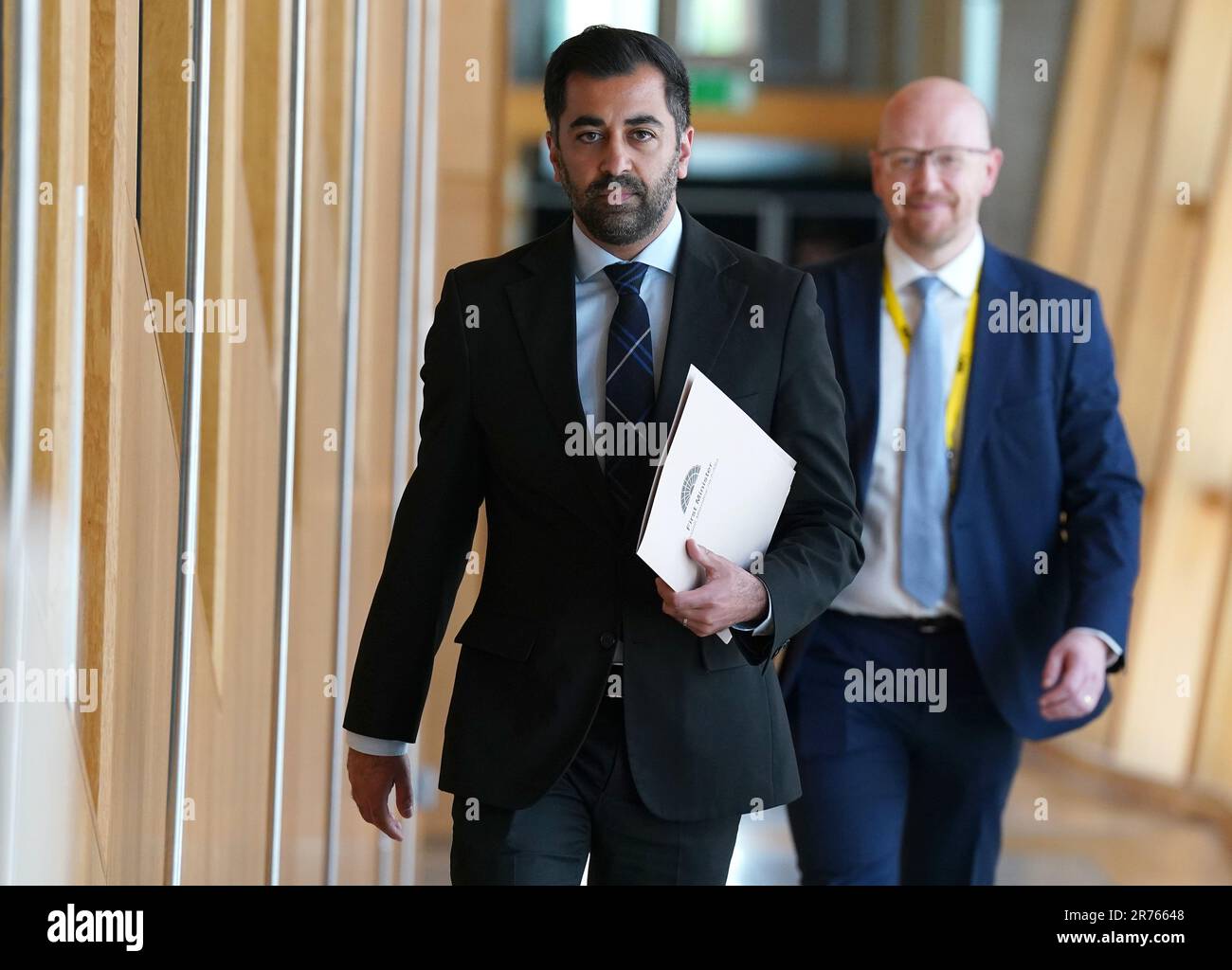 First Minister Humza Yousaf arrives for an SNP group meeting at the ...