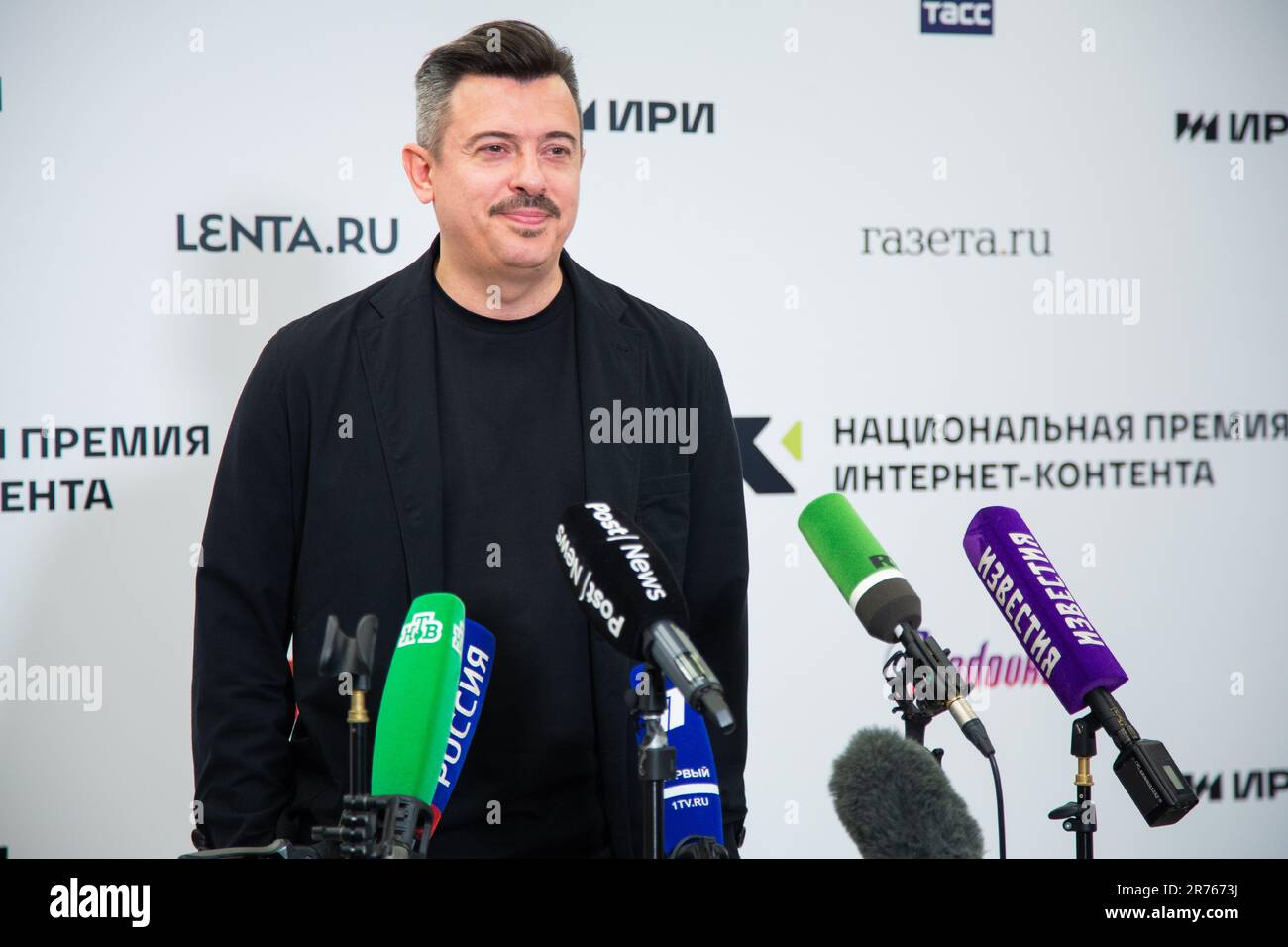 Moscow. Fashion designer Denis Simachev before the IRI National ...