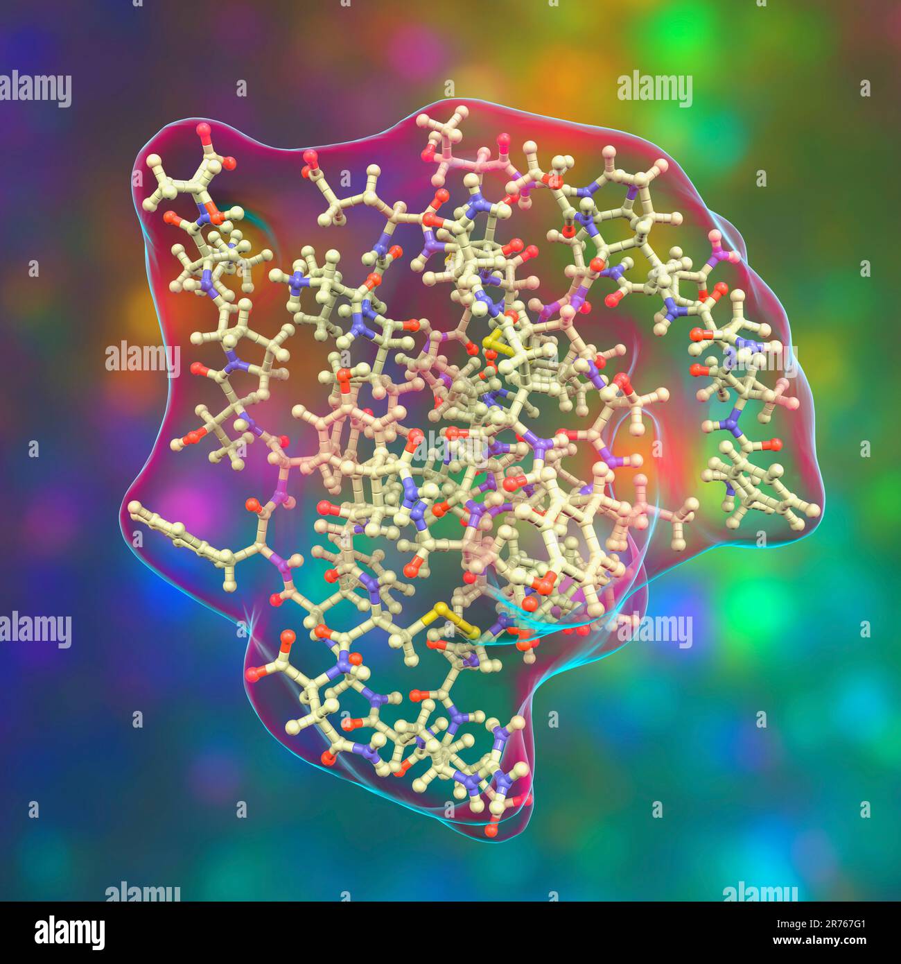 Insulin Molecule Computer Model Showing The Structure Of A Molecule Of The Hormone Insulin