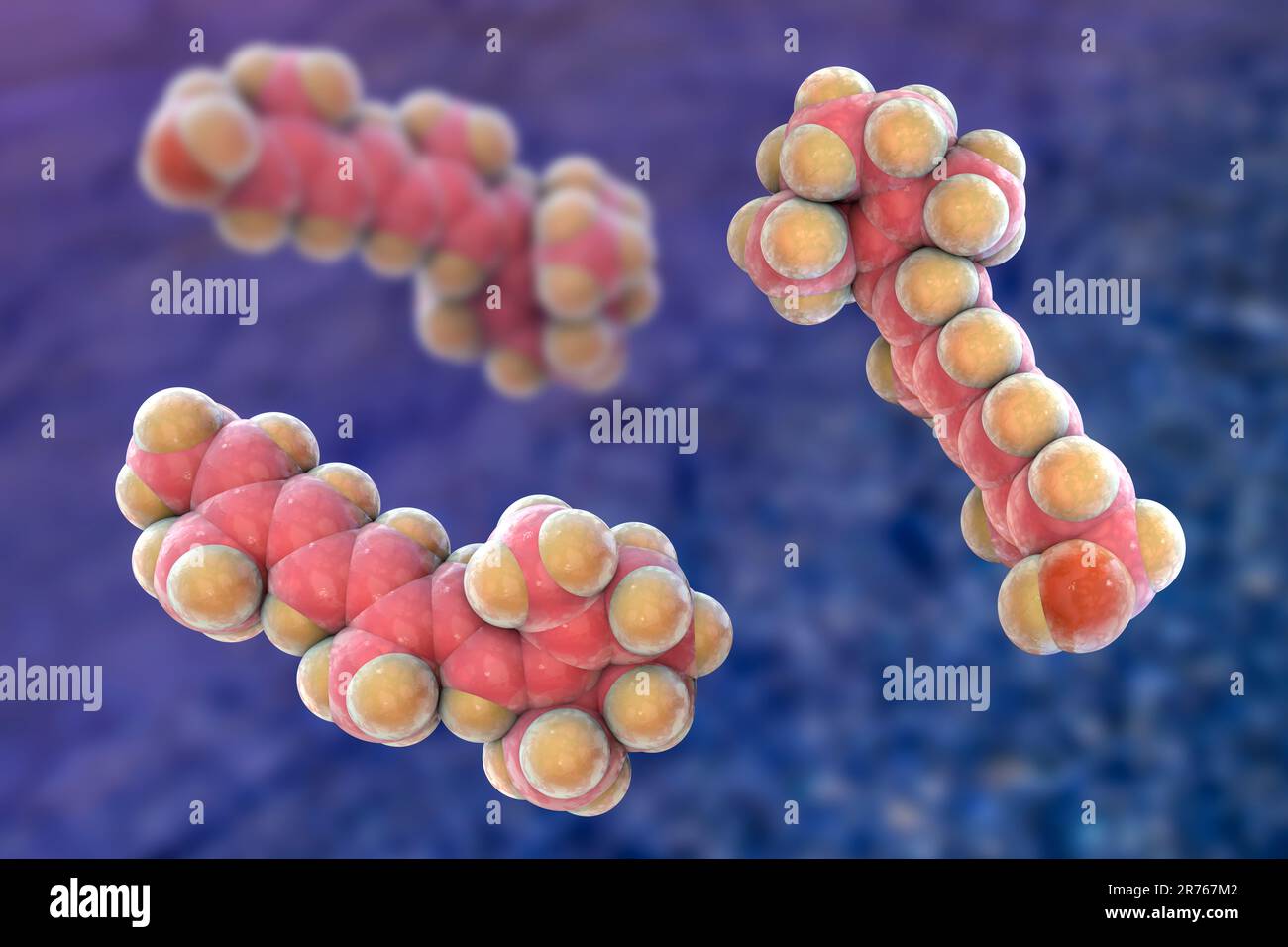 Vitamin A, molecular model. This is retinol, a form of vitamin A, a ...