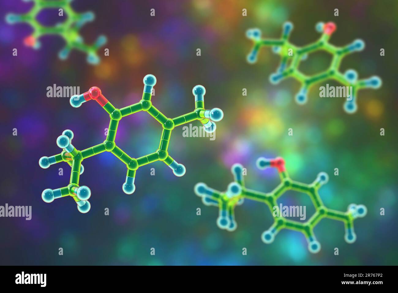 Thymol molecule, computer illustration. A naturally occurring organic ...