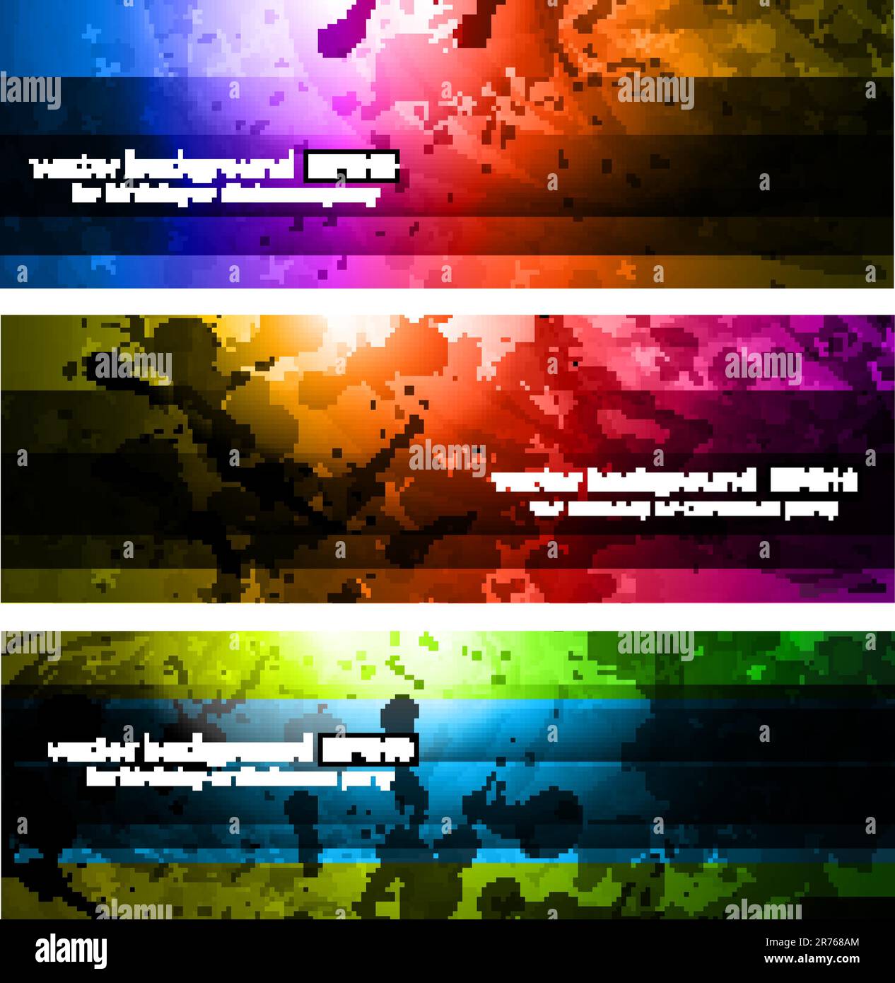 Set of Rainbow Backgrounds - 3 Colorful Banners Stock Vector Image ...