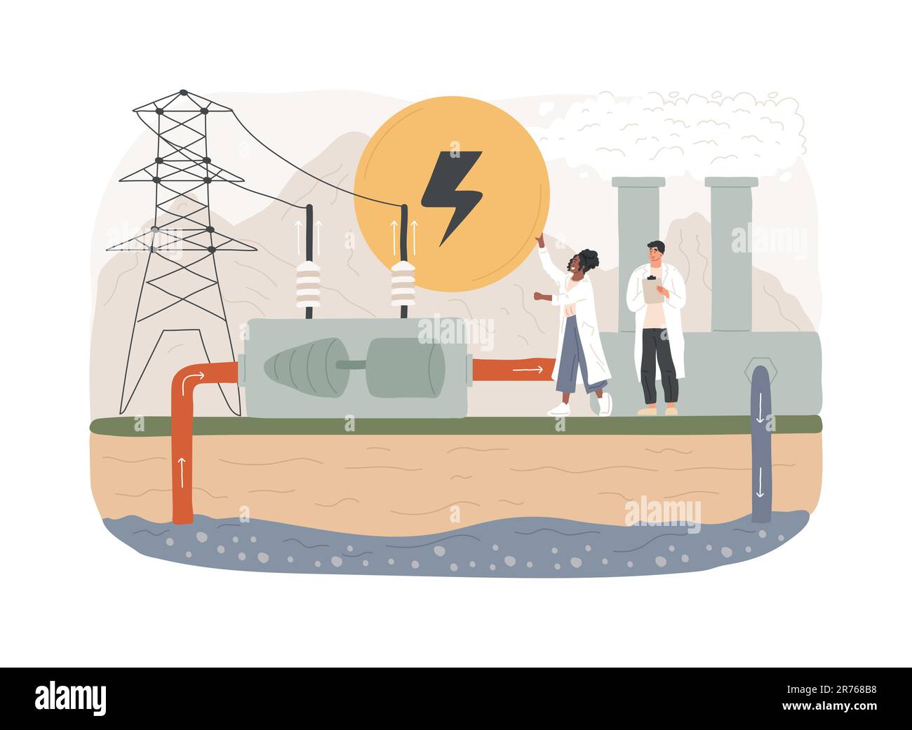 Geothermal energy isolated concept vector illustration. Renewable ...