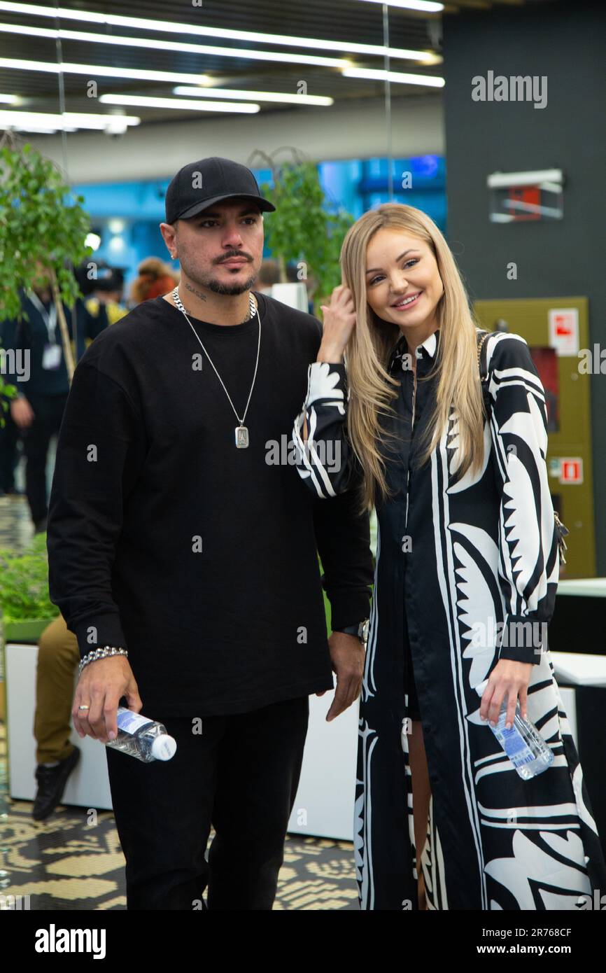 Moscow. Rapper Ptakha (David Nuriev) and his wife Lana before the IRI ...