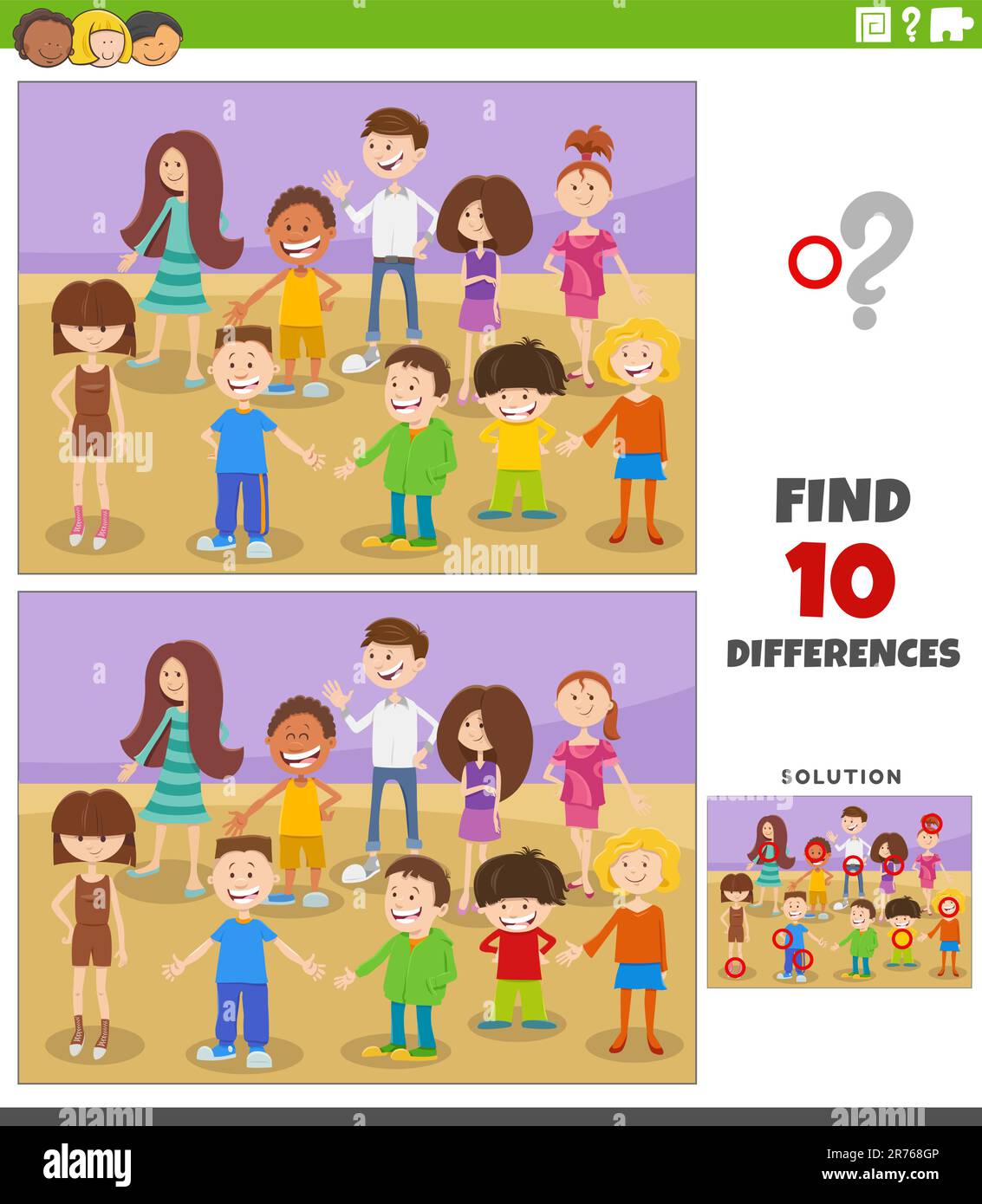Cartoon illustration of finding the differences between pictures ...