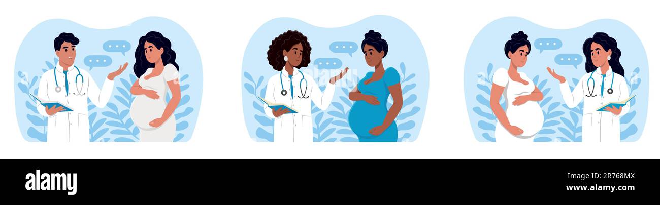 Healthy pregnancy banner. Gynecologist and obstetrician consultation ...