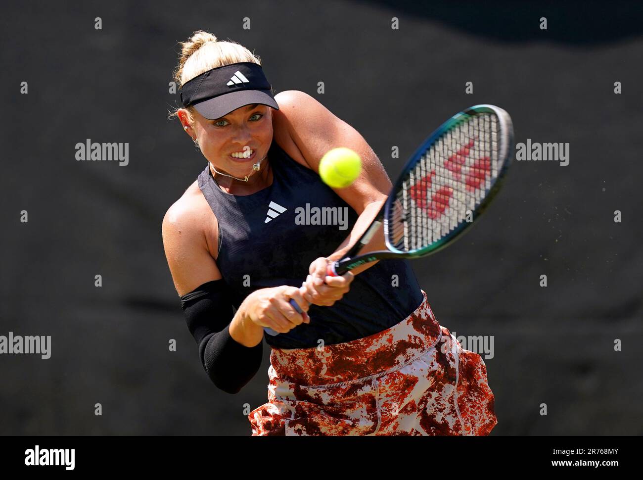 Emily Appleton in action during her women's singles first round match ...
