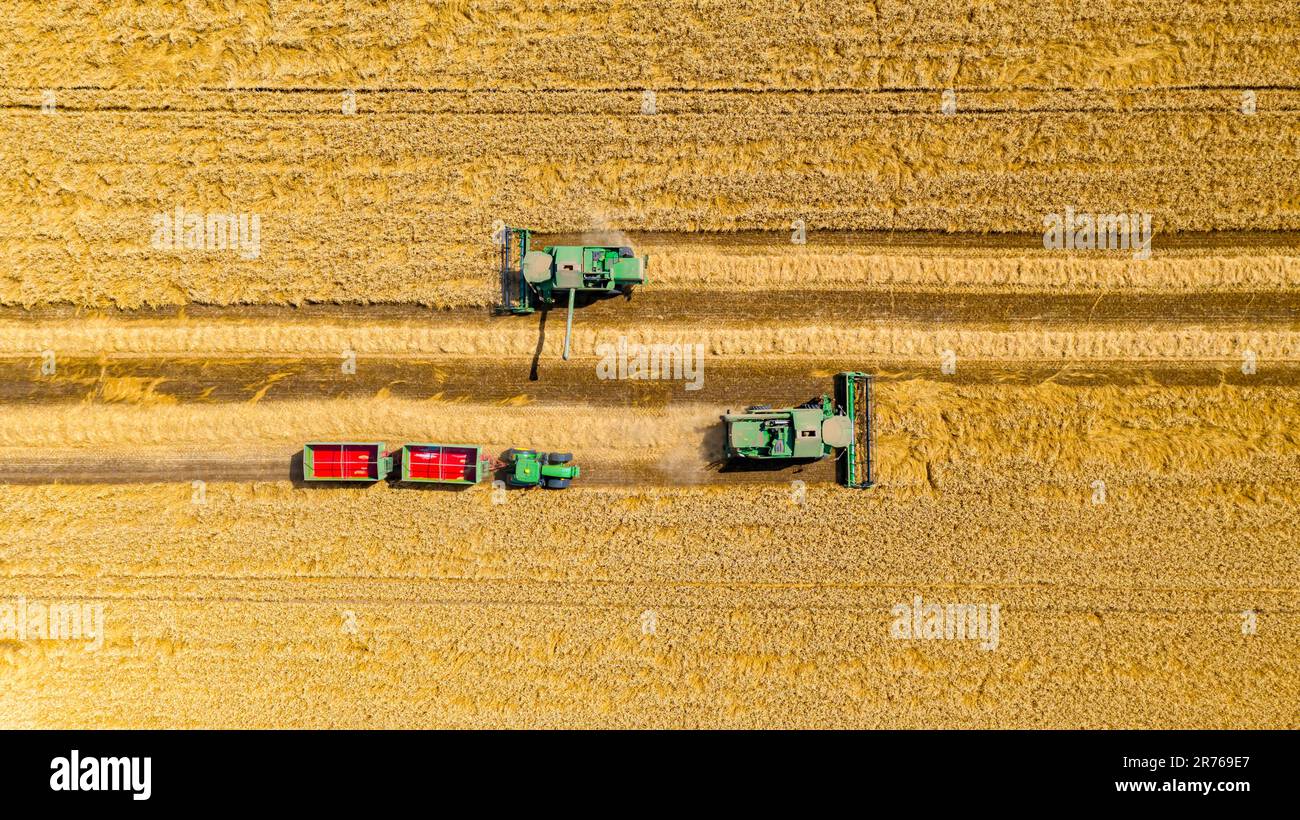 Above view tractor dragging two hi-res stock photography and images - Alamy