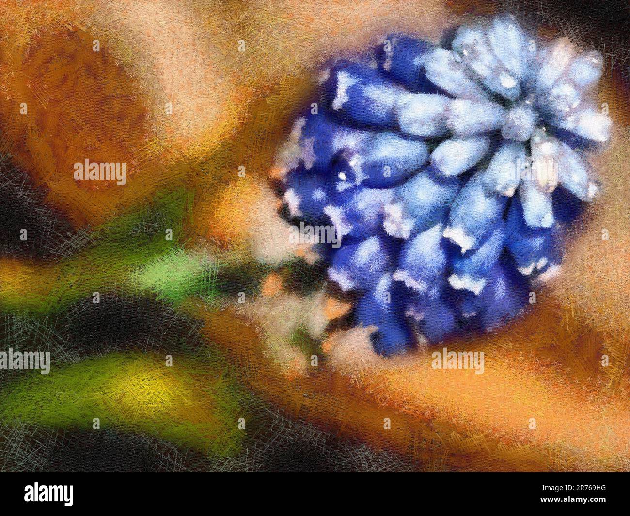 Spring blue flower, digital painting effect, photo manipulation Stock ...