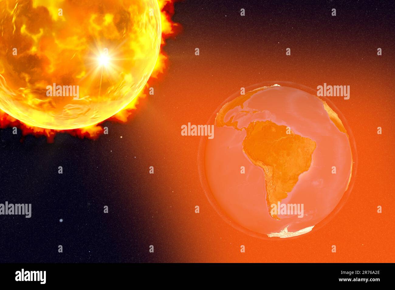 Computer illustration showing solar flare affecting the Earth Stock ...
