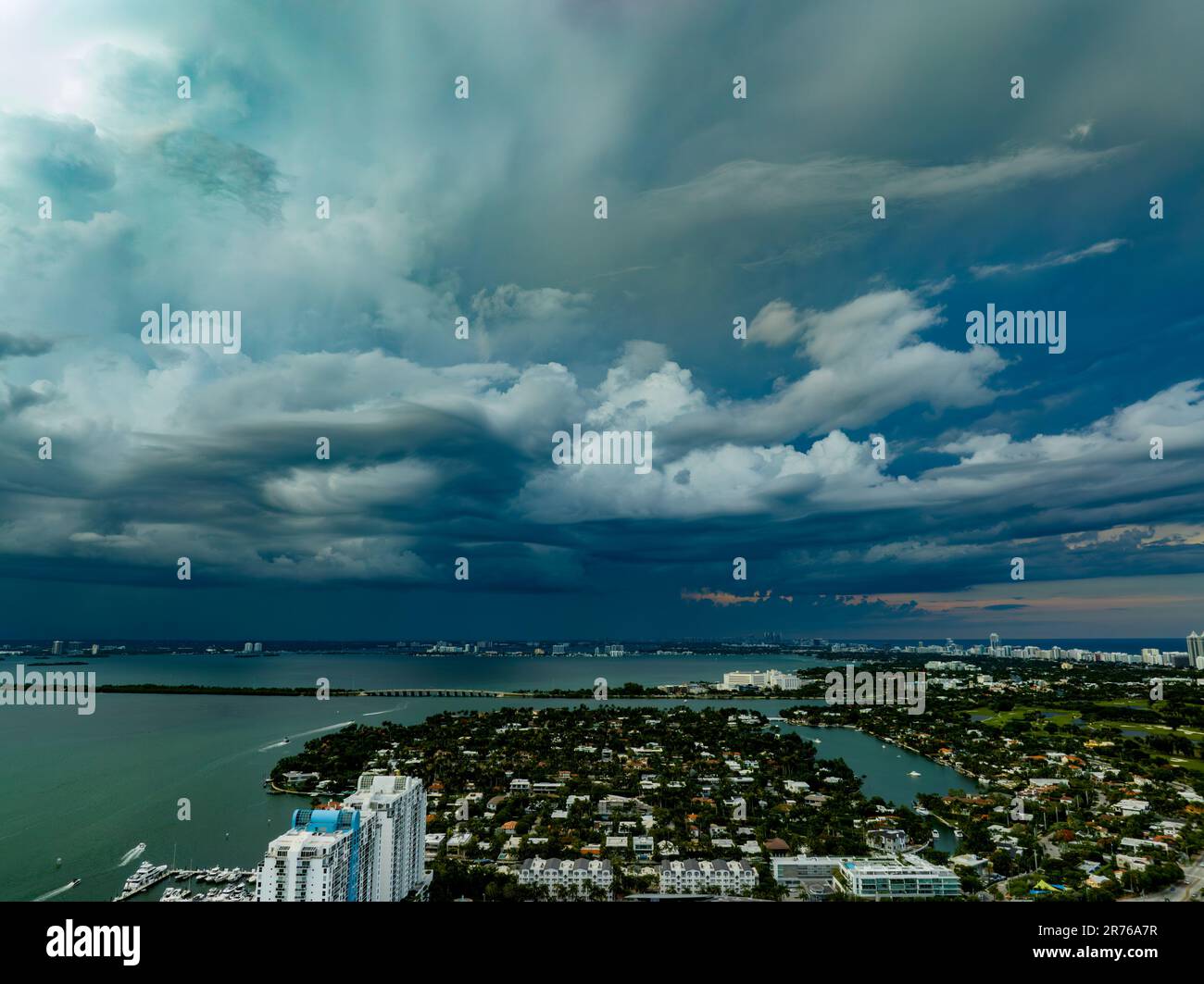 Aerial approaching miami beach drone hi-res stock photography and ...