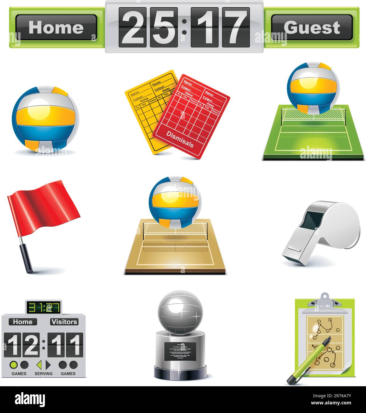 Set of the volleyball related icons Stock Vector Image & Art - Alamy