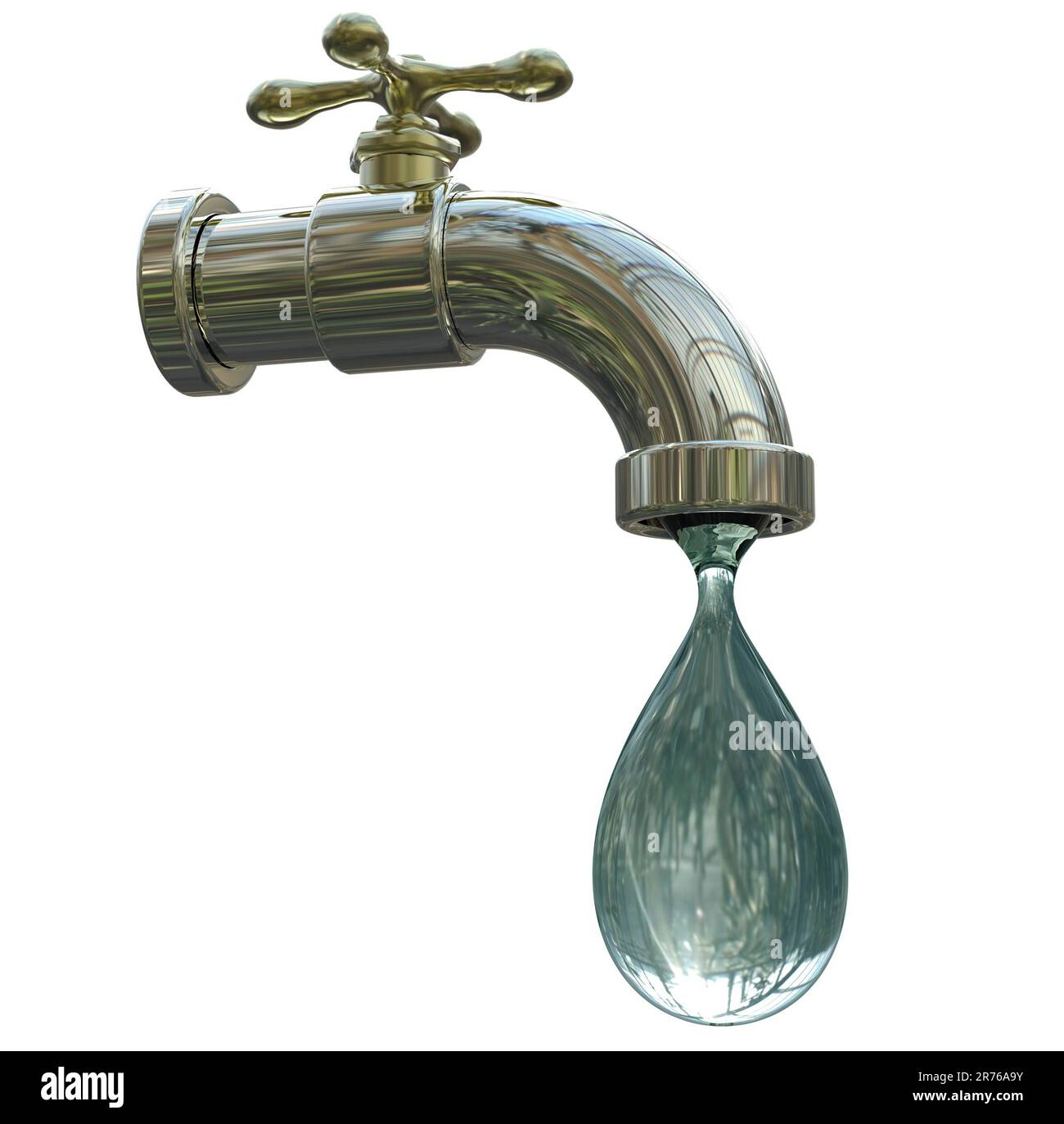 Safety of drinking water, conceptual image showing clear drop of tap ...