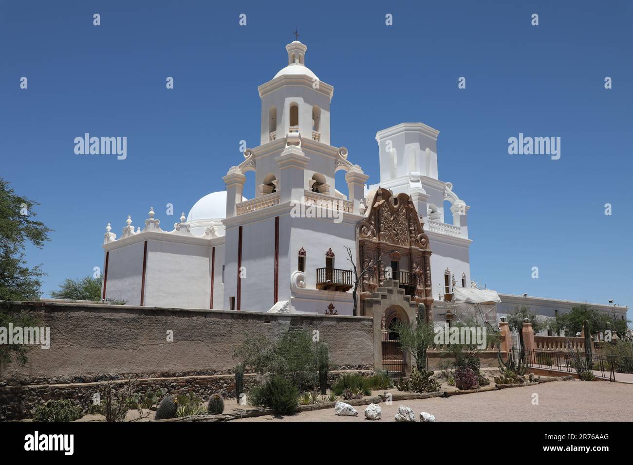 San Xavier del Bac Mission church in Tucson, Arizona, built in the late ...
