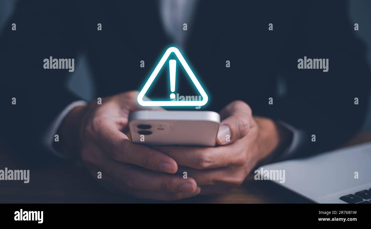 Error and maintenance alert. Businessman using computer laptop with ...