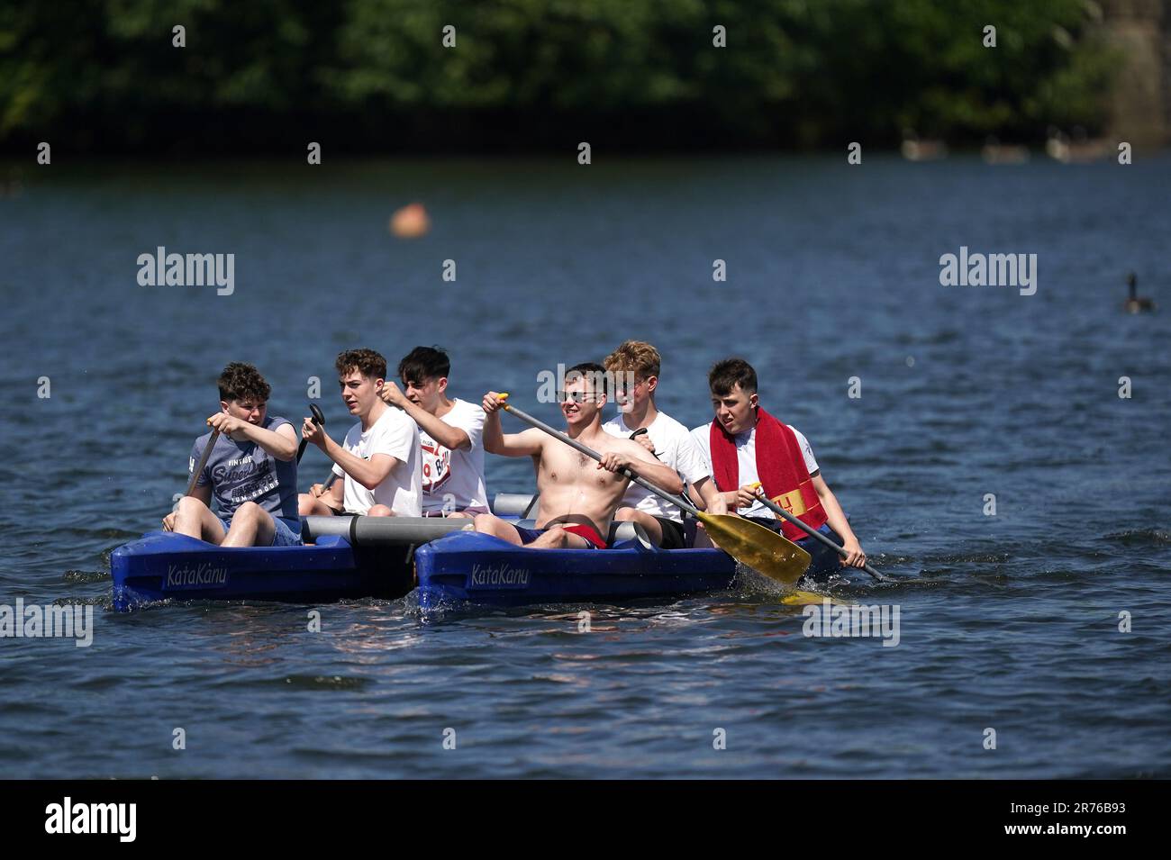 People in boats on Highfields Boating lake in Nottingham. The Met ...