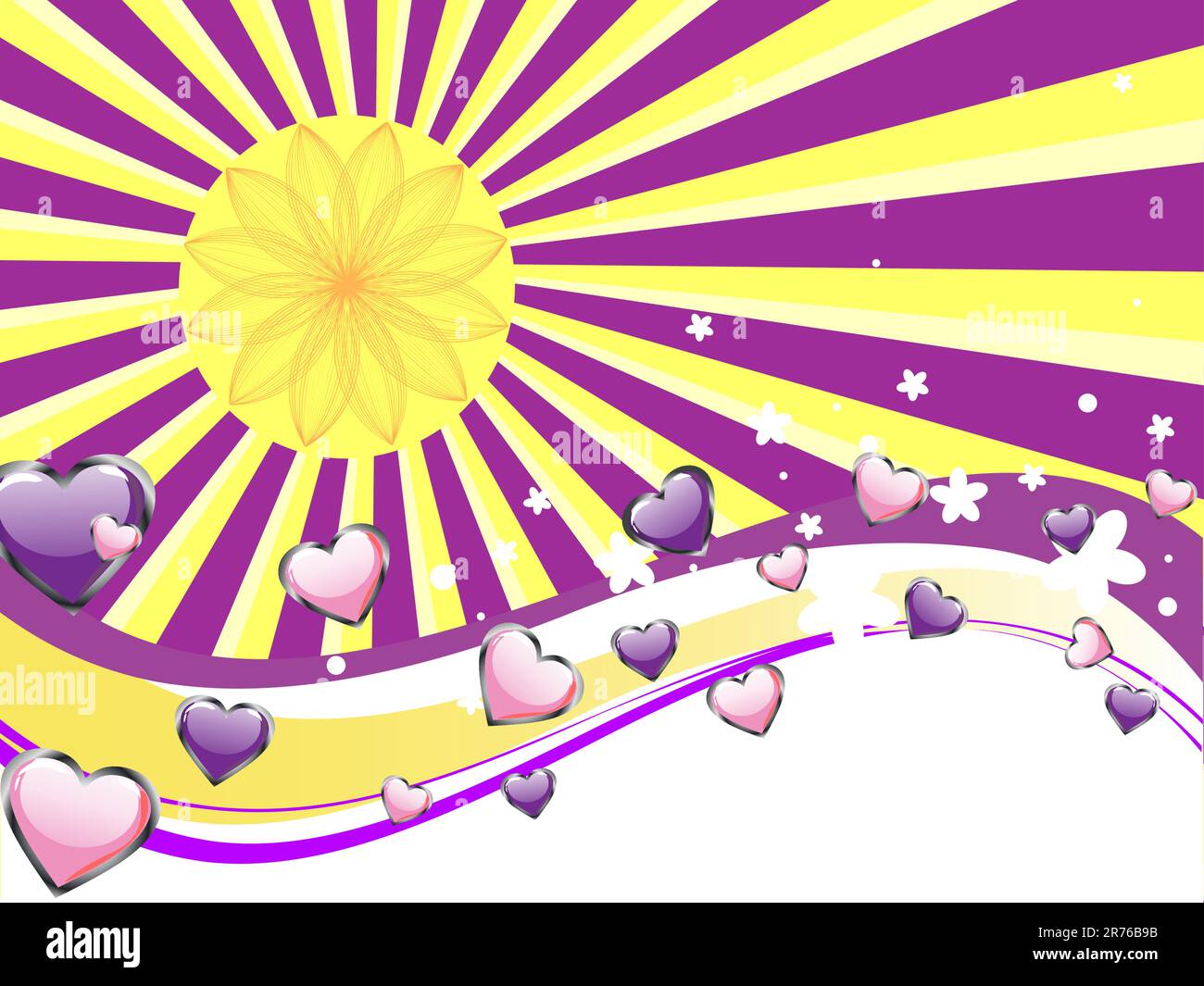 vector eps 10 illustration of colorful hearts on a sunshine background ...