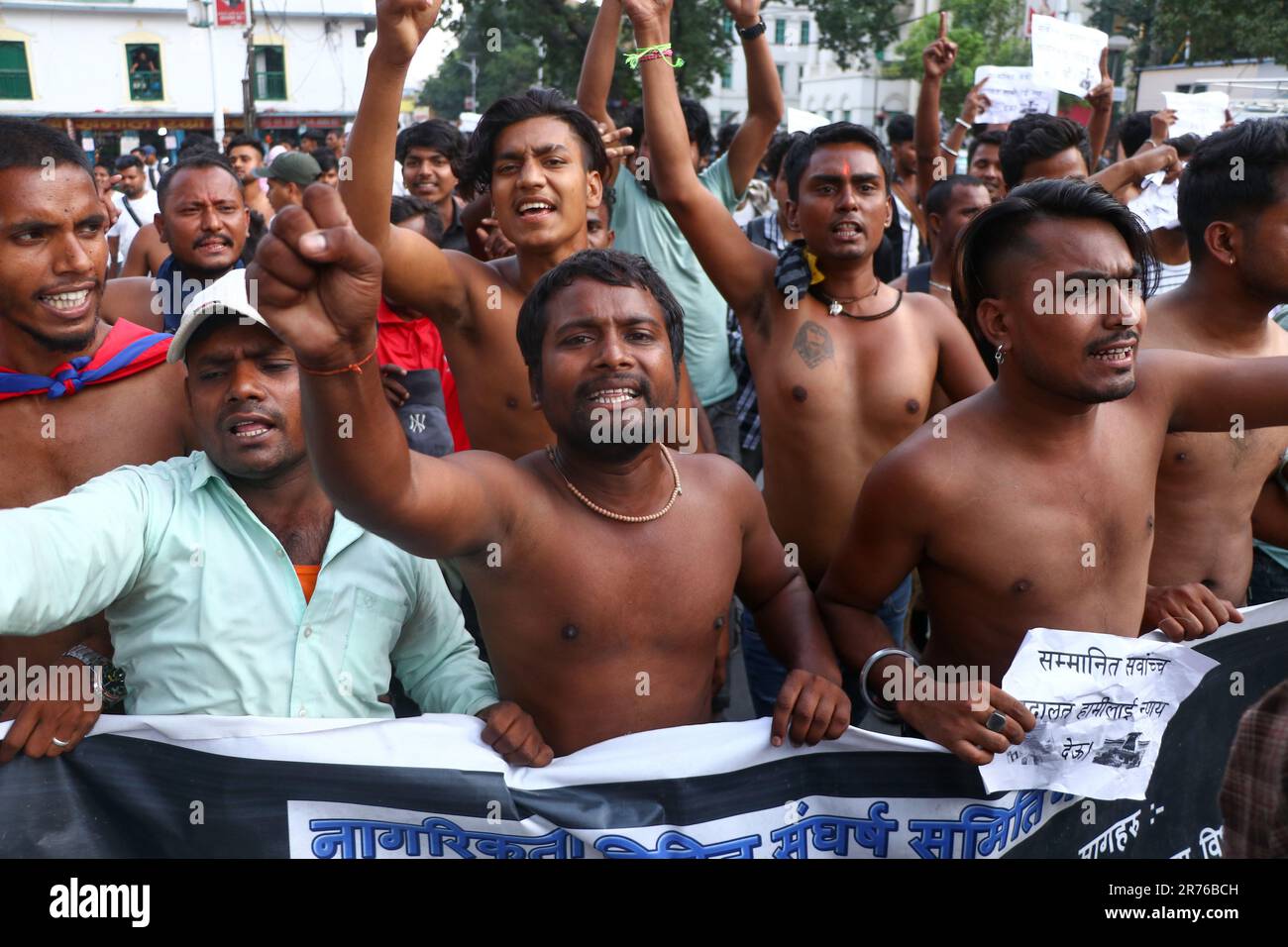 Kathmandu, NE, Nepal. 13th June, 2023. A group of Nepali citizens demanding a retraction of a ...