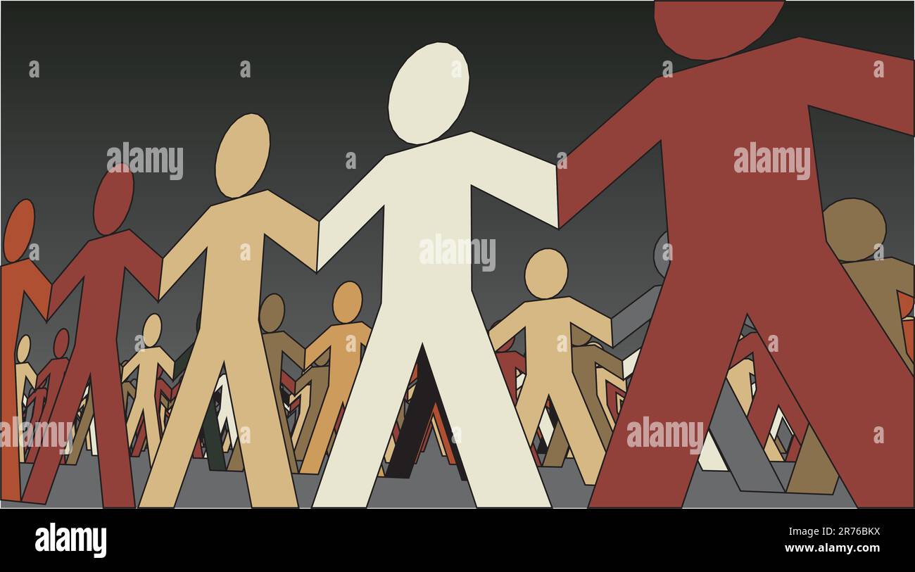 Editable vector illustration of lines of paper men Stock Vector Image ...