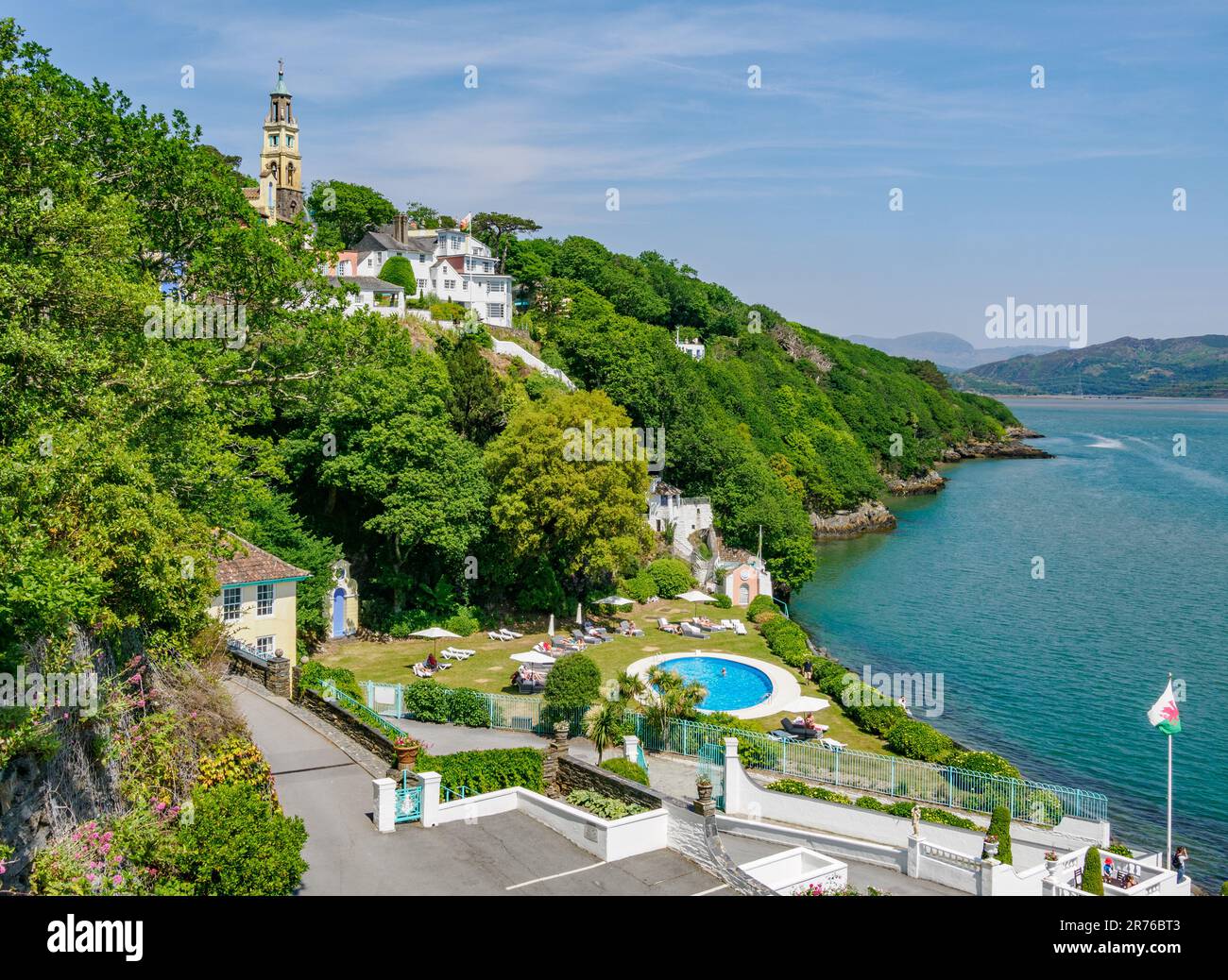 Hotel pool at Portmeirion North Wales UK - Italianate fantasy village ...