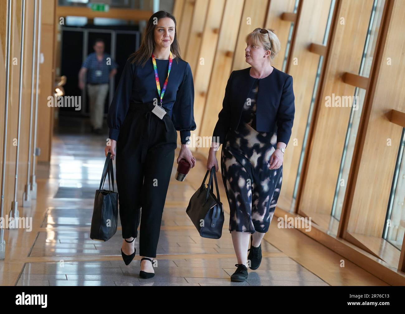 L-r Mairi McAllan MSP and Shona Robison MSP arrive for an SNP group ...