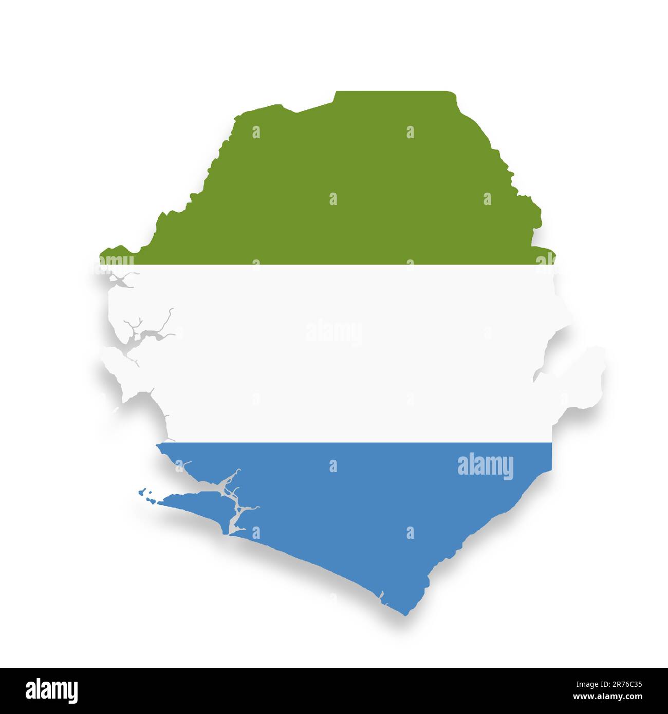 Sierra Leone flag map on white background with clipping path 3d ...