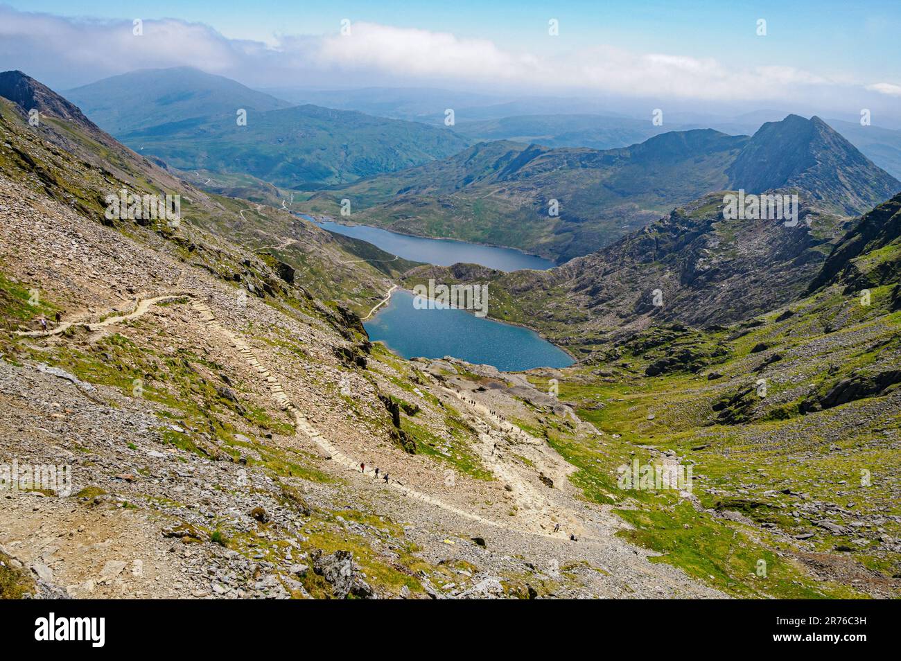 Walkers ascending the Pyg Track a popular route towards the summit ...