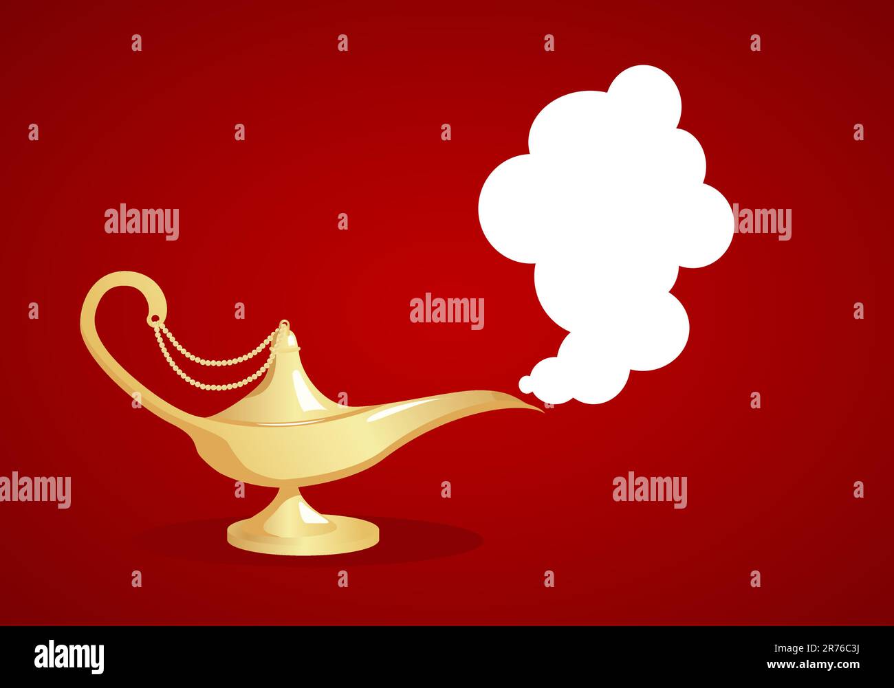 Gold magic lamp on red background. Vector illustration Stock Vector ...