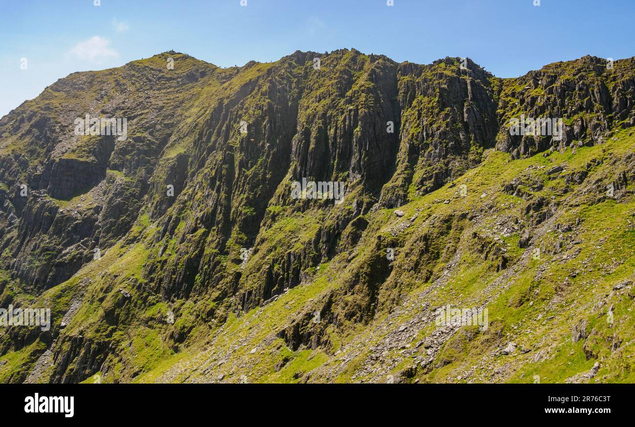 Sheer cliffs of Clogwyn y Garnedd the north-east face of Yr Wyddfa ...