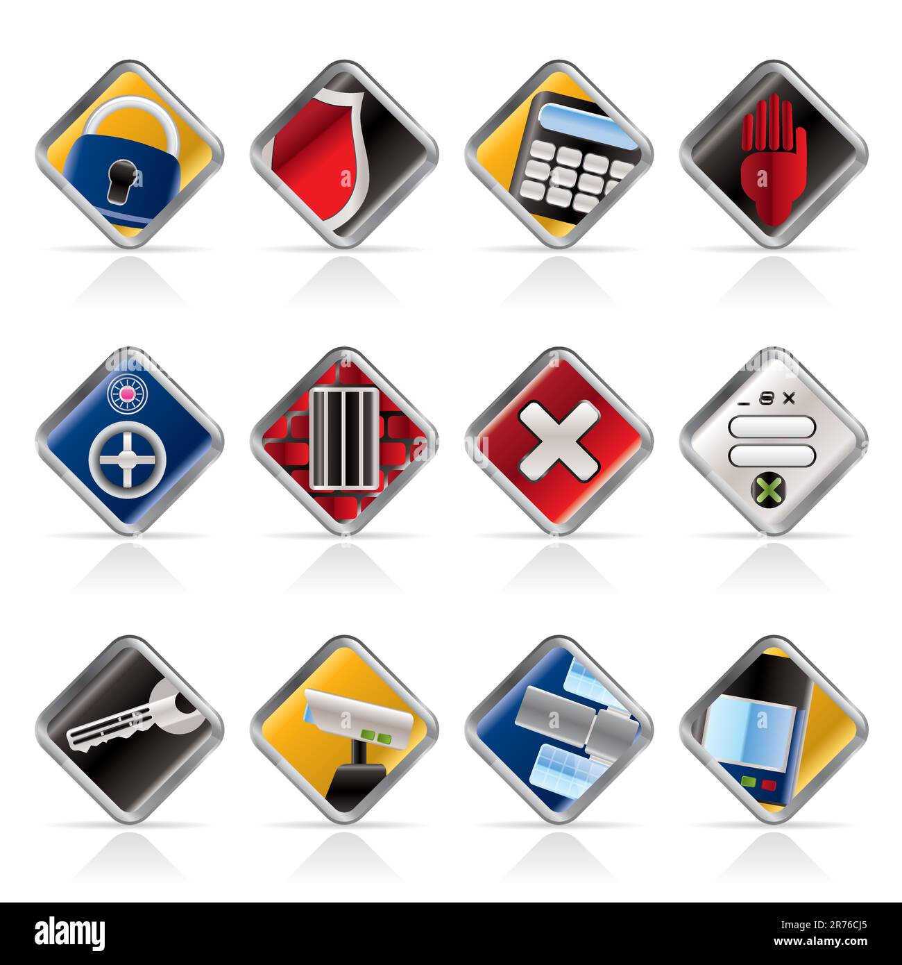 Security alert icons set Cut Out Stock Images & Pictures - Alamy
