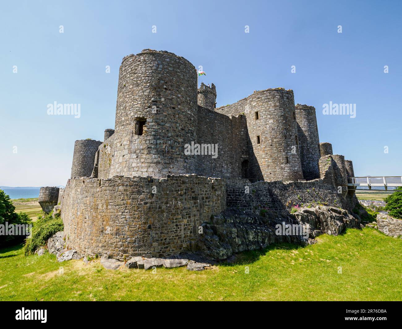 Harlech Castle built by Edward I in 1209 on a rocky crag overlooking ...