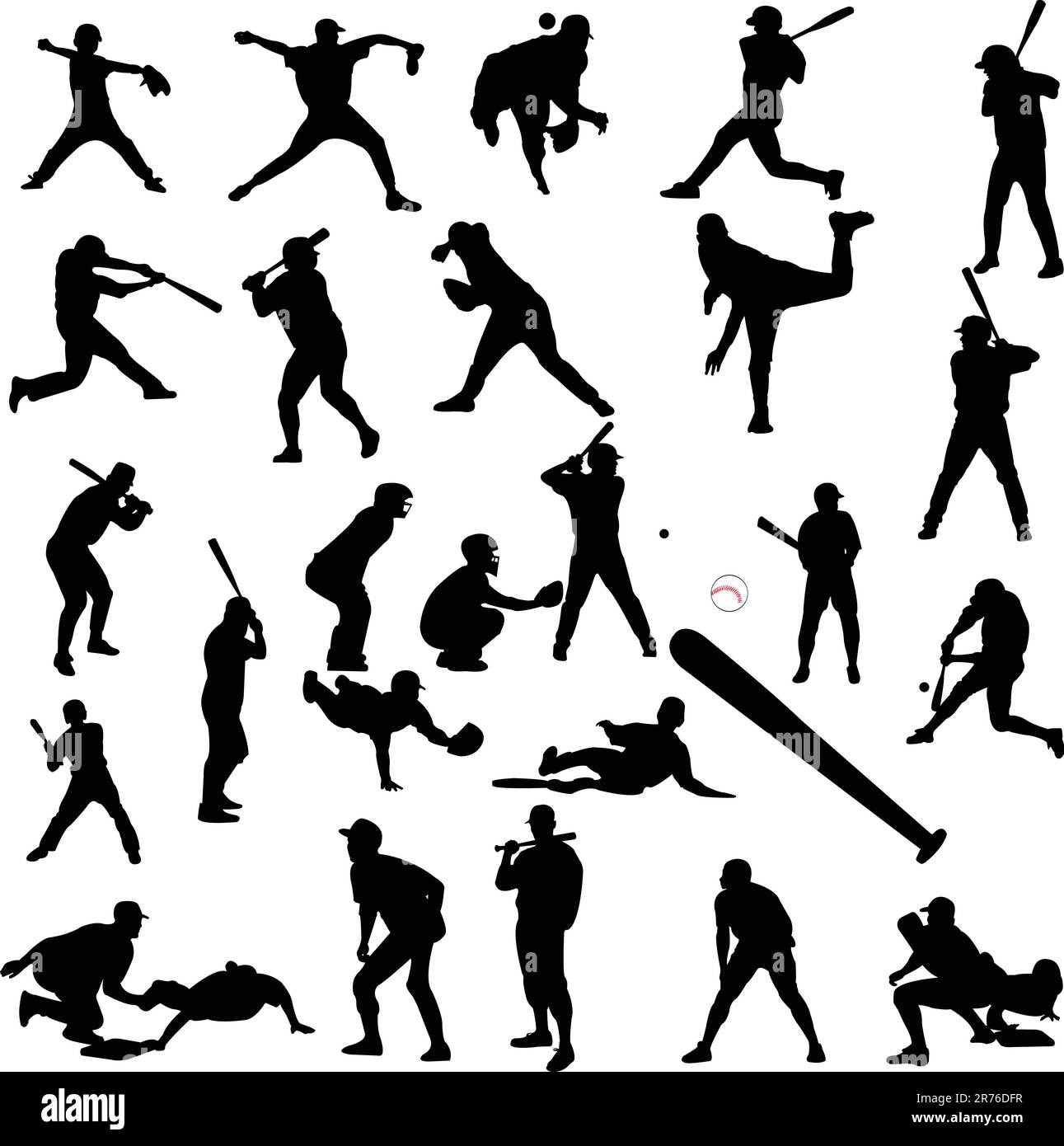 baseball silhouettes - vector Stock Vector Image & Art - Alamy