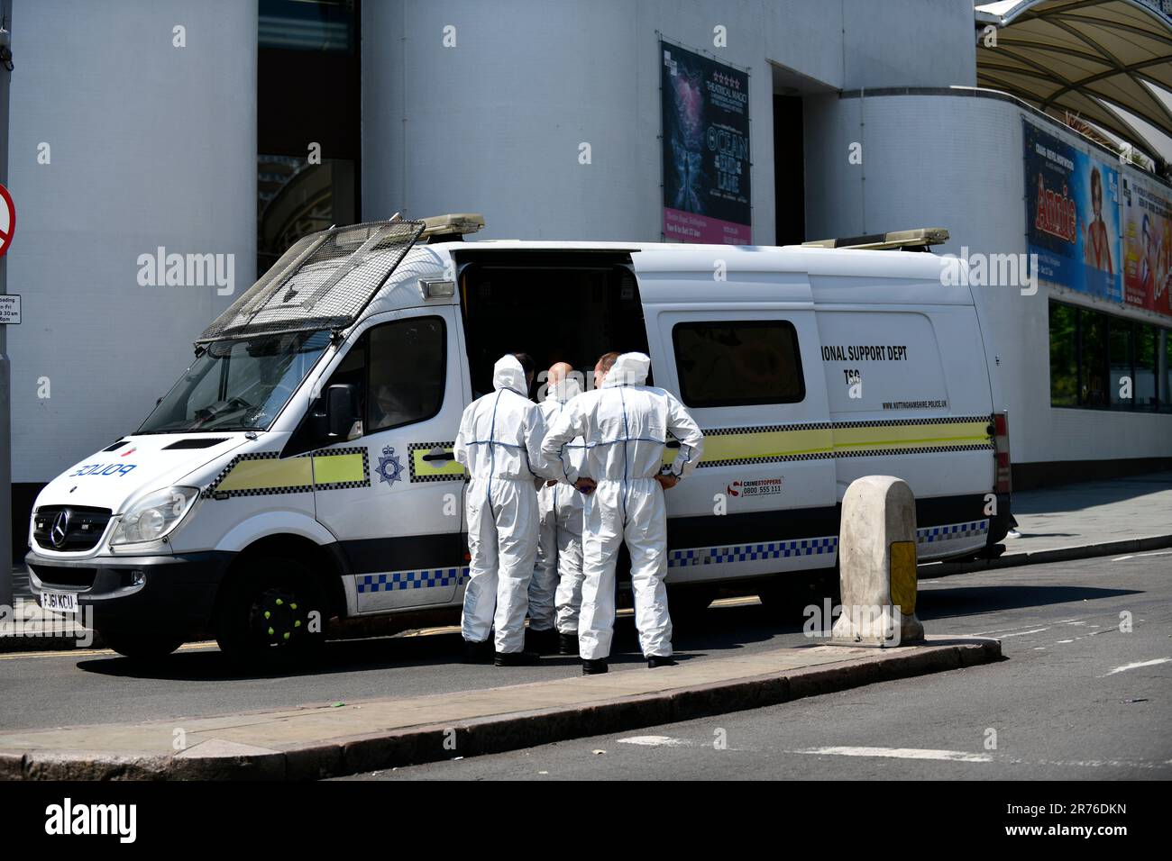 Police in protective clothes are on the scene during Nottingham van ...