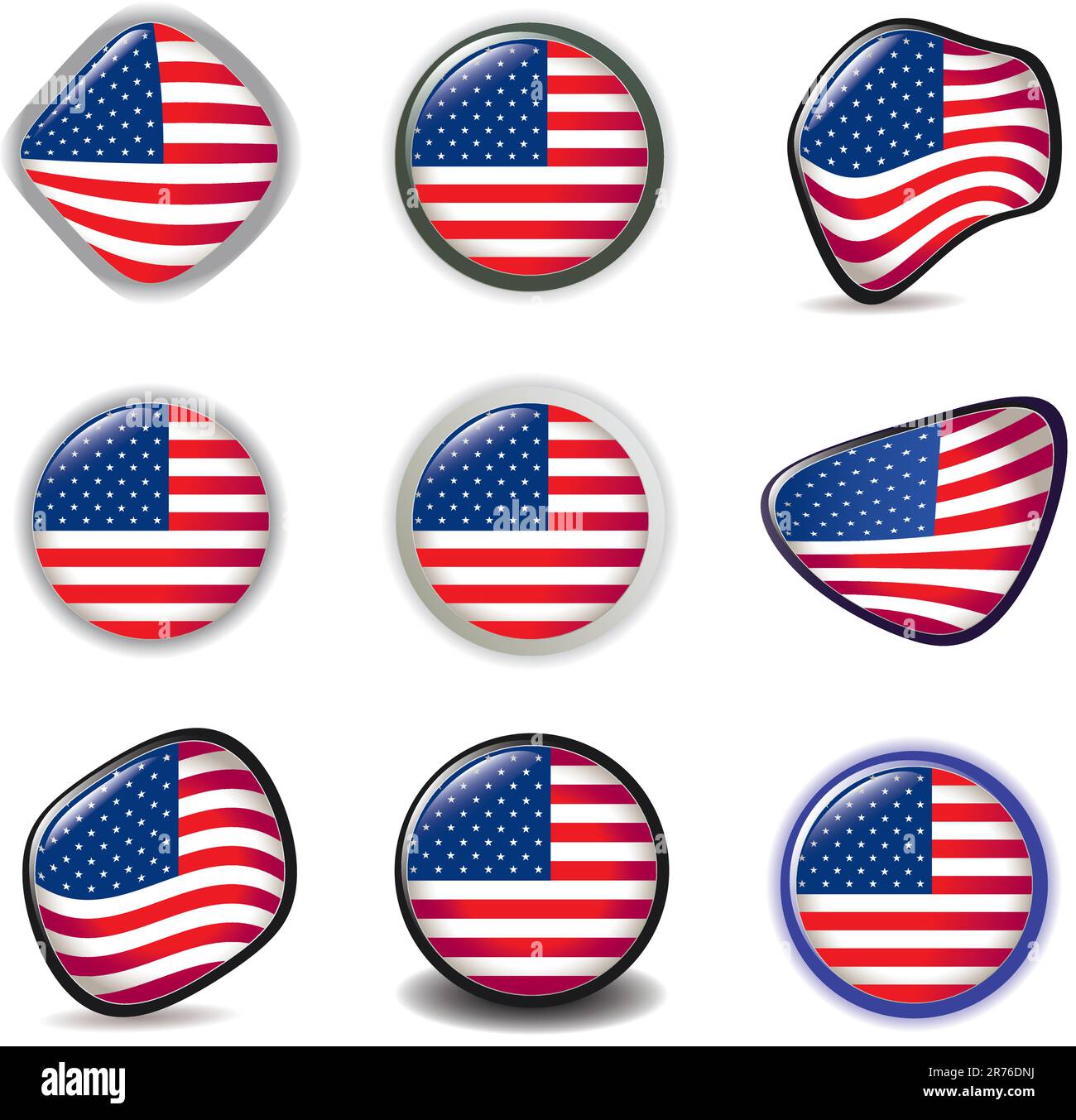 American Flag symbols icons Buttons vector illustration USA Stock ...