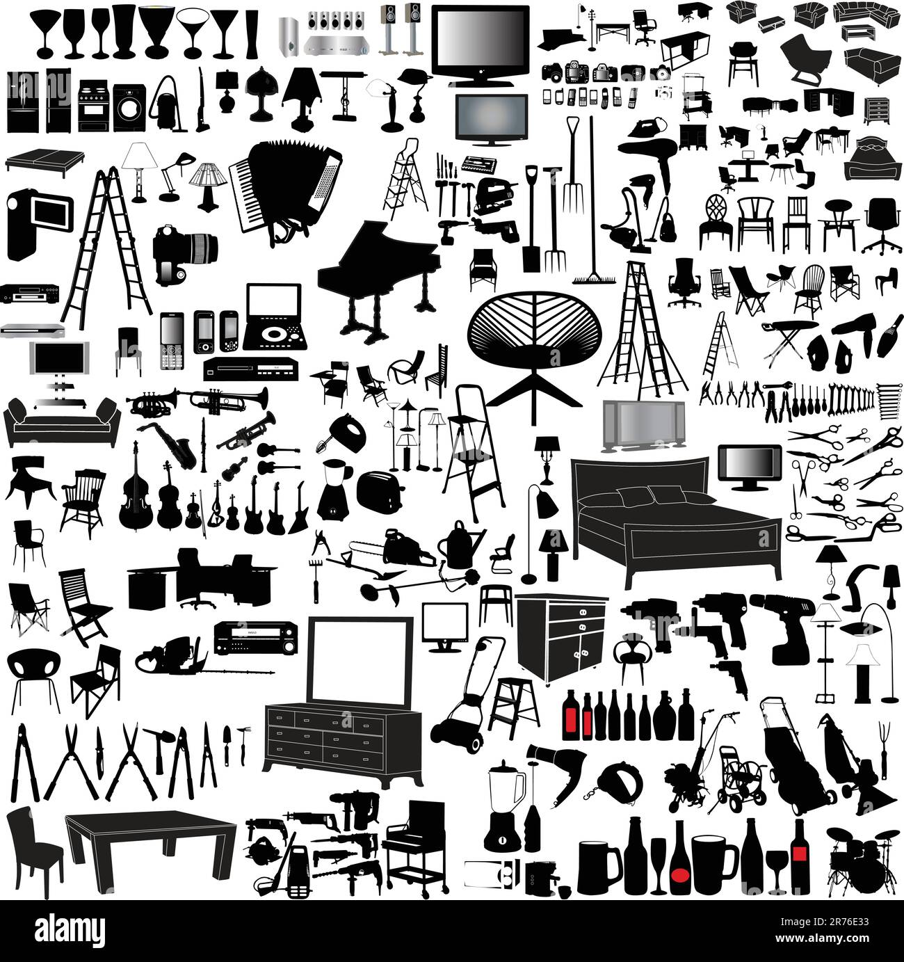 big collection of home items - vector Stock Vector Image & Art - Alamy
