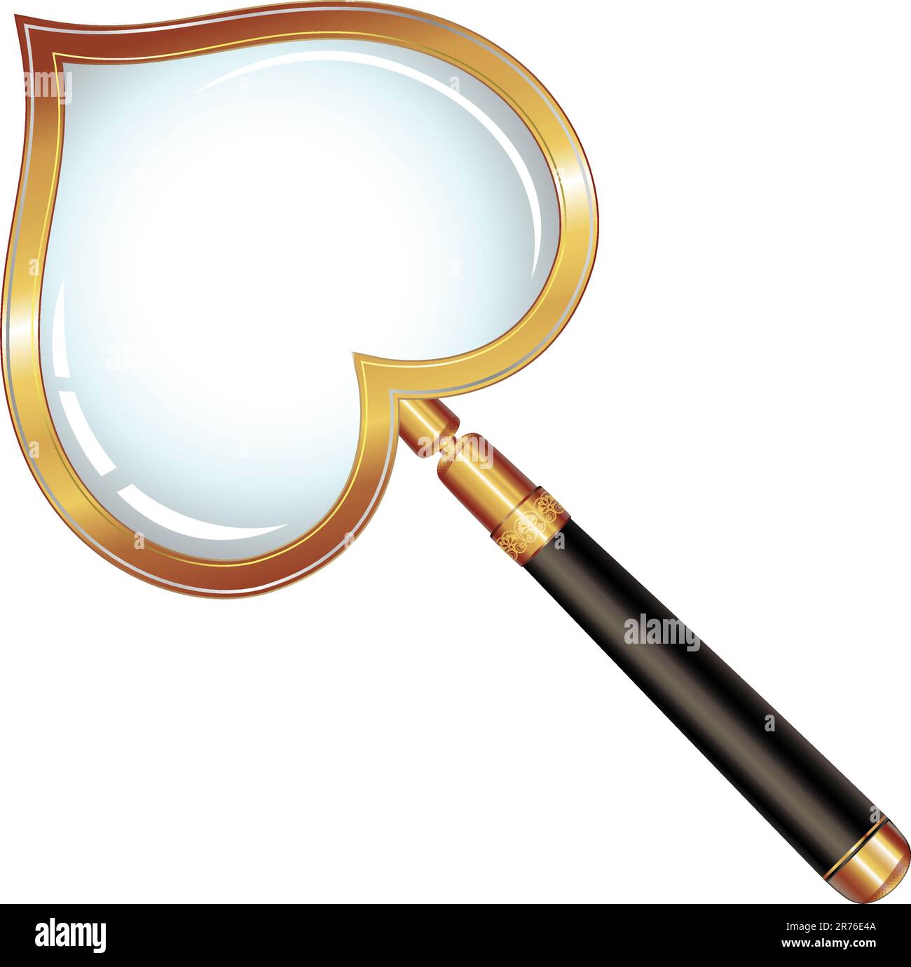 Magnifying glass with shape heart isolated on white background Stock ...