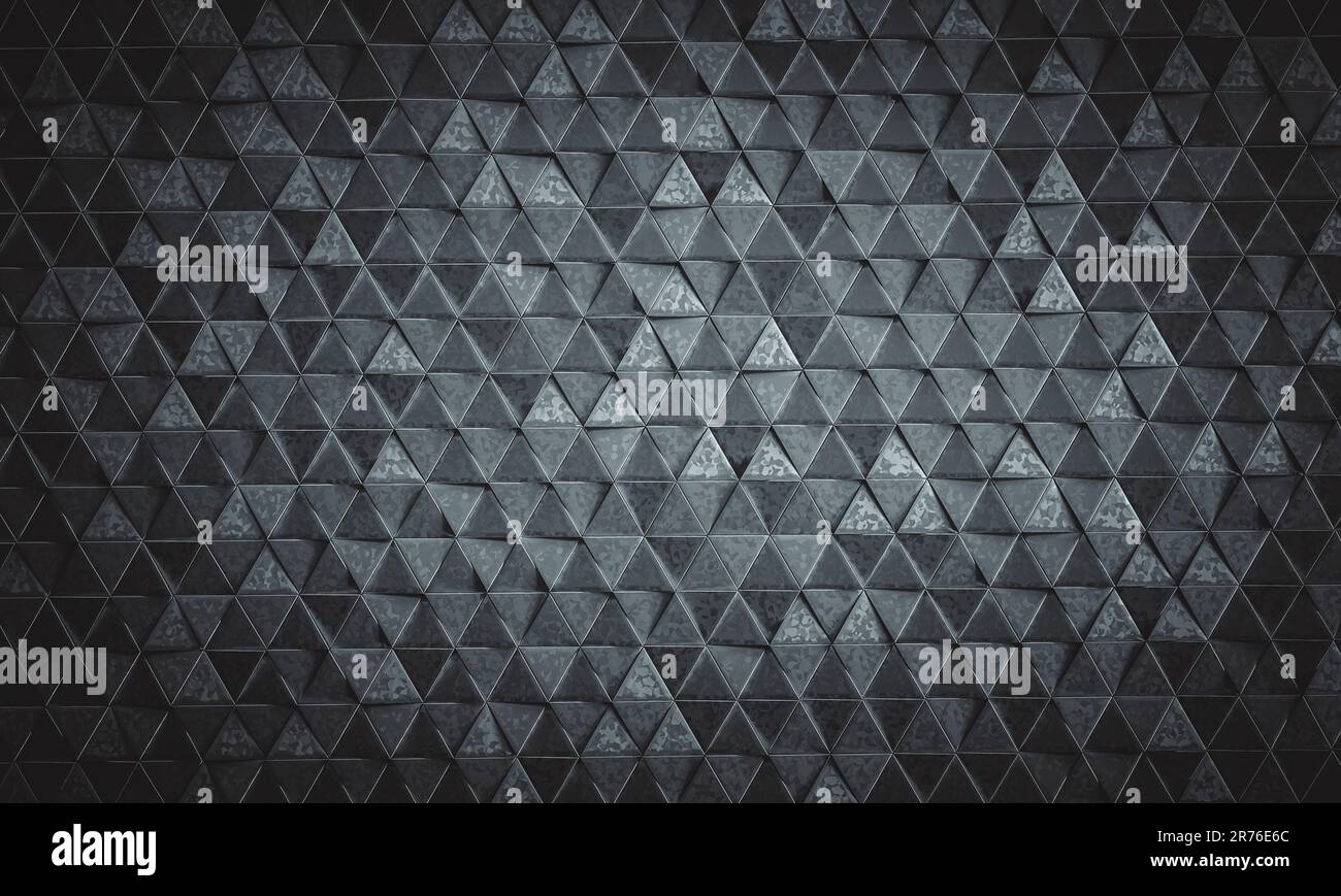 3d render background with triangular texture and dark galvanised metal ...