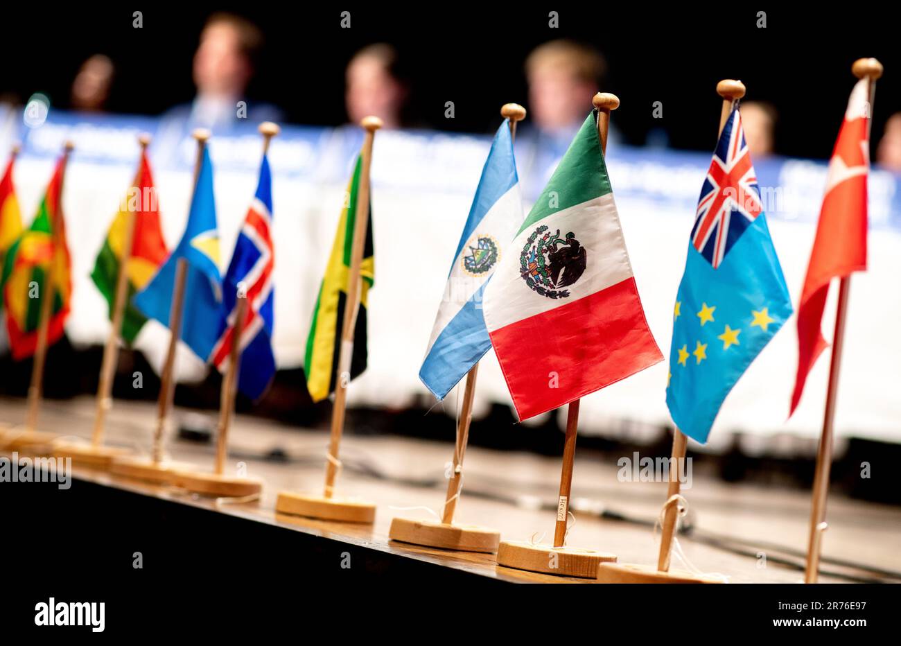 Oldenburg, Germany. 13th June, 2023. Numerous flags of member states of ...